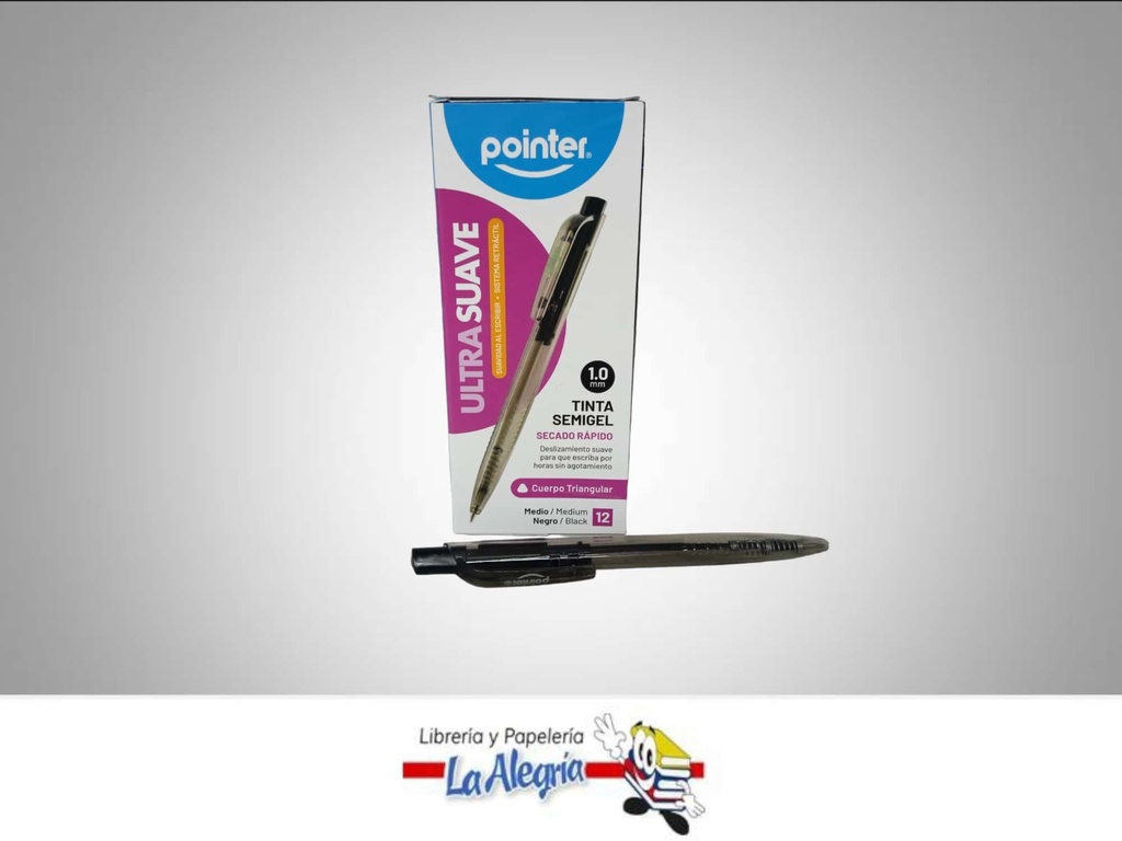 BOLIGRAFO RETRACTIL SEMI GEL BP3010N 1.0 MM UND MARCA POINTER | Libreria La Alegria
