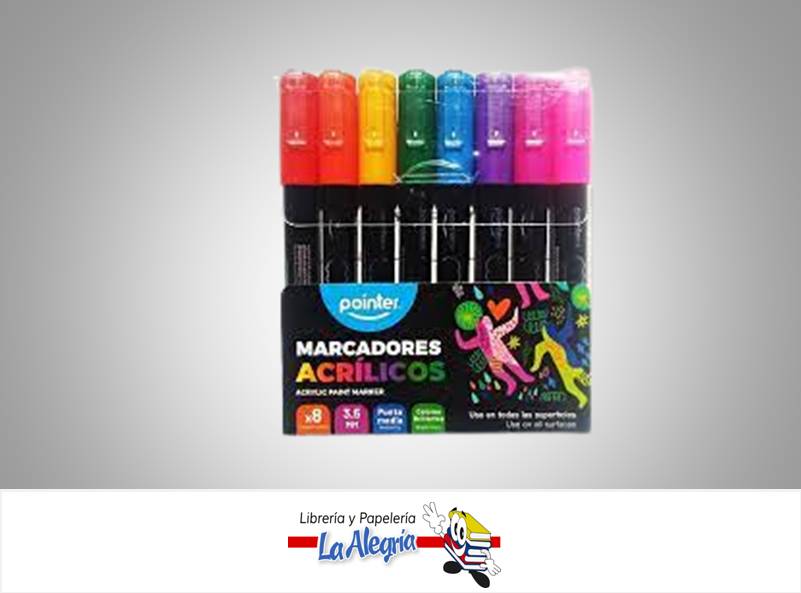 MARCADOR ACRILICO ESCARCHADO AMK2108GT 8 UND MARCA POINTER | Libreria ...