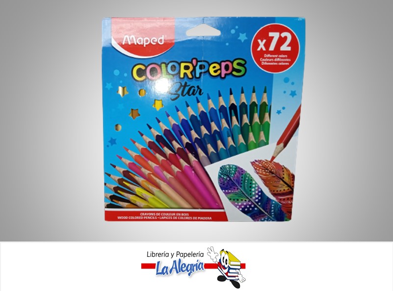 LAPICES DE COLORES COLOR ´PEPS STAR 72 COLORES MARCA MAPED | Libreria ...