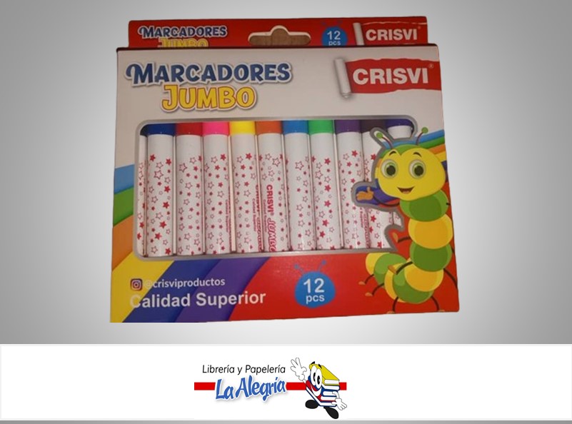MARCADOR JUMBO 12 COLORES MARCA CRISVI | Libreria La Alegria